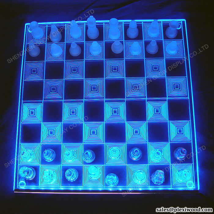 Lighted Chess Board - Elegant Led-Accented Acrylic Chess Set