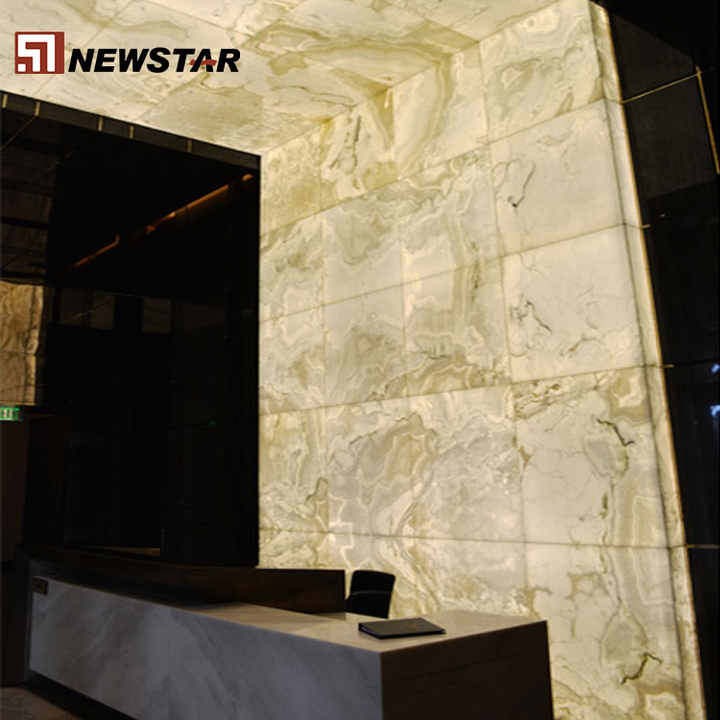 Backlit Onyx Glass Stone Ceiling Panels - Translucent White Marble Onyx