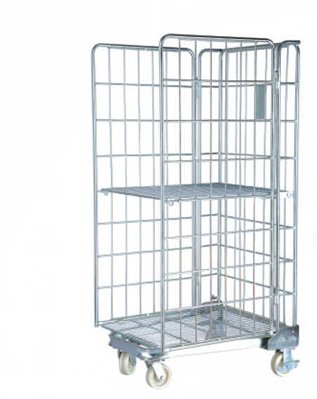 4 Wheels Heavy Duty Warehouse Steel Wire Rolling Cage Cart