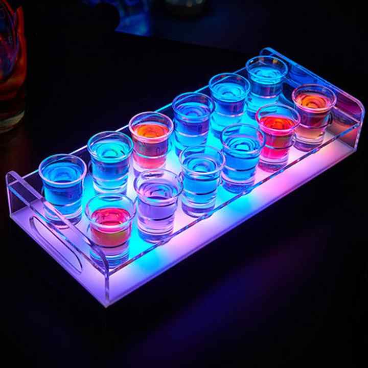 Color Changeable LED Acrylic Tray - Perfect for Shot Glasses