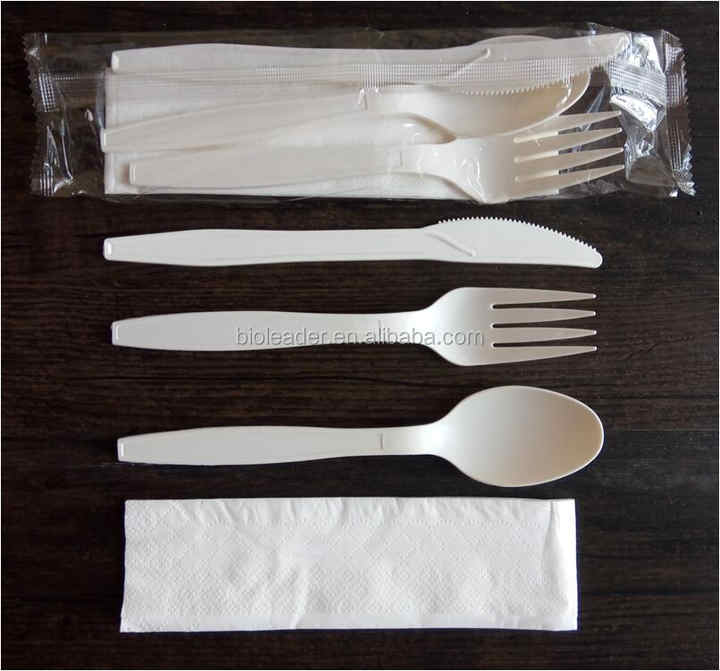 Juego de cubiertos ecológicos Plástico biodegradable CPLA Almidón de ...