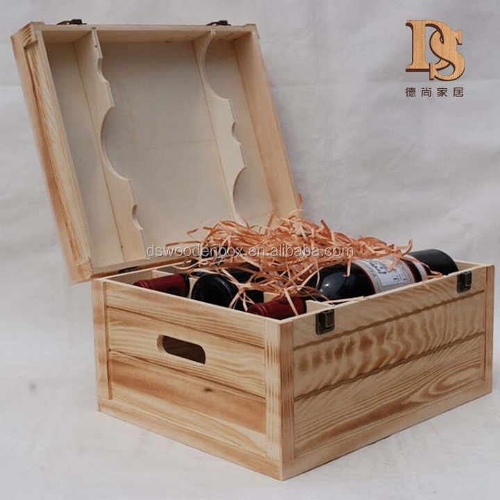 Vintage Pine Wood Wine Crate - Perfect for Gifts & Display