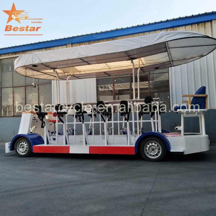 Outdoor Pedal Bus 15 Seat Sightseeing Tours Cycle Party Pedal Beer Bike ...