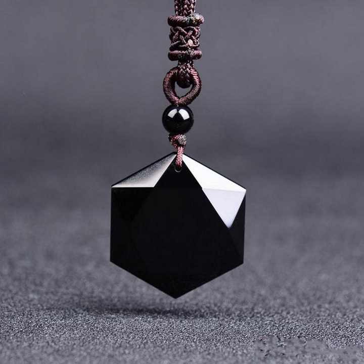 Natural Stone Black Obsidian Six Stars Pendant Necklace Men Sandstone Lucky Love Crystal Pendulum Energy Jewelry