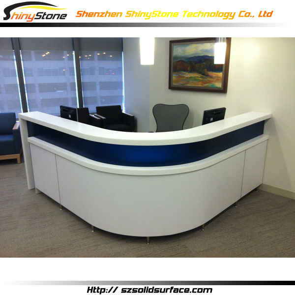 Modern look L-shape design White Krion solid surface sales counter ...