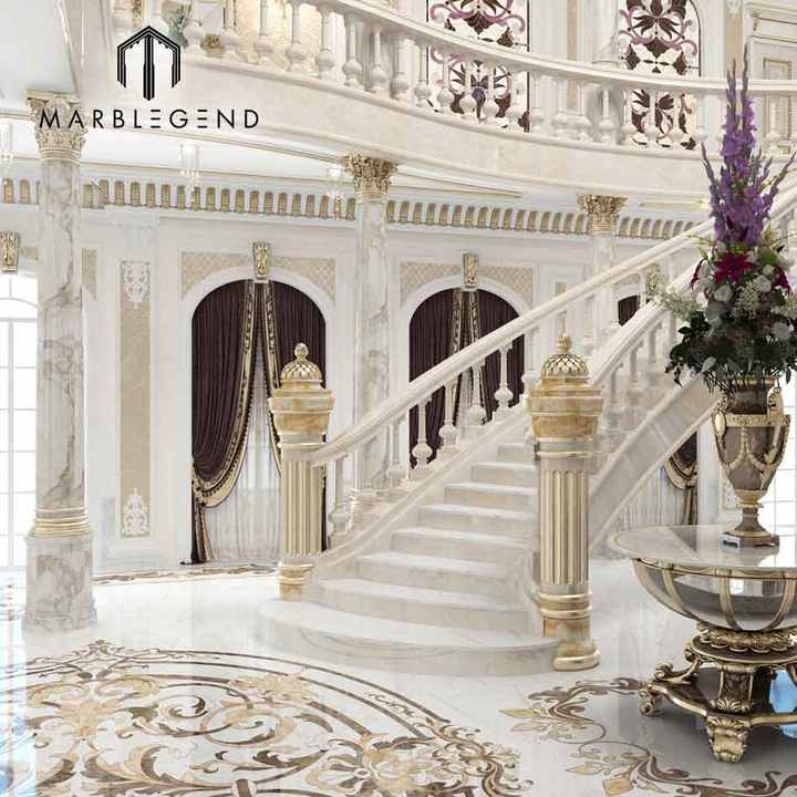Custom Gold Floor Luxury Marble Medallion Design for Villa