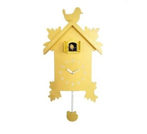 Cuckoo Cartoon Bird MDF Wooden Decorative Large Wall Clock Yellow Reloj ...