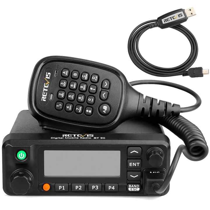 Retevis RT90 数字移动车载无线电收发器 VHF/UHF 50 W 250 区域 3000CH 10000 接触业余移动无线电 ...