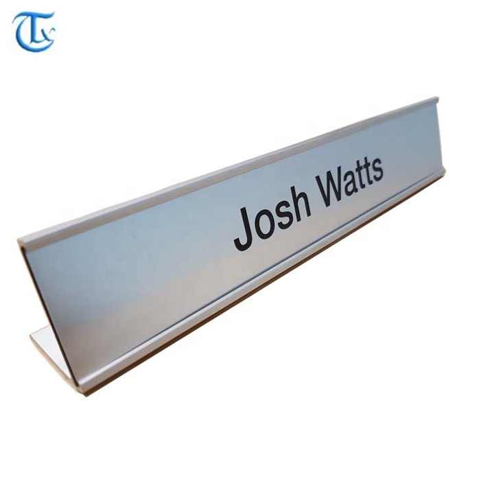Sturdy and Elegant Silver Aluminum Desk Name Plate Holder