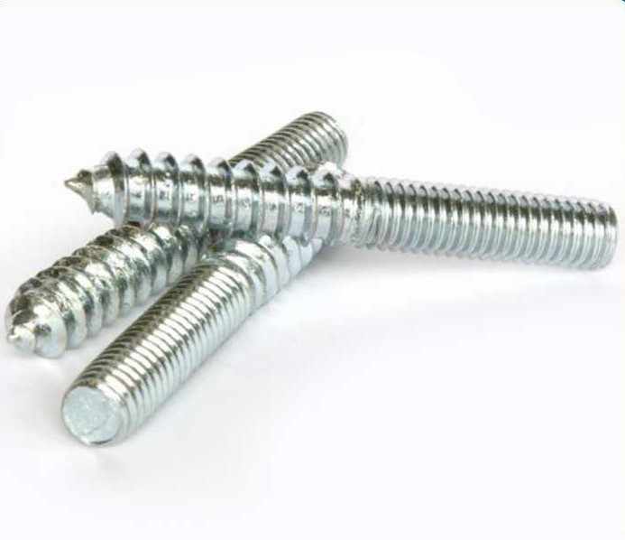 M5 M6 M8 M10 Steel Zinc Plated Double Threaded Wood Dowel Screw - HXL-A169