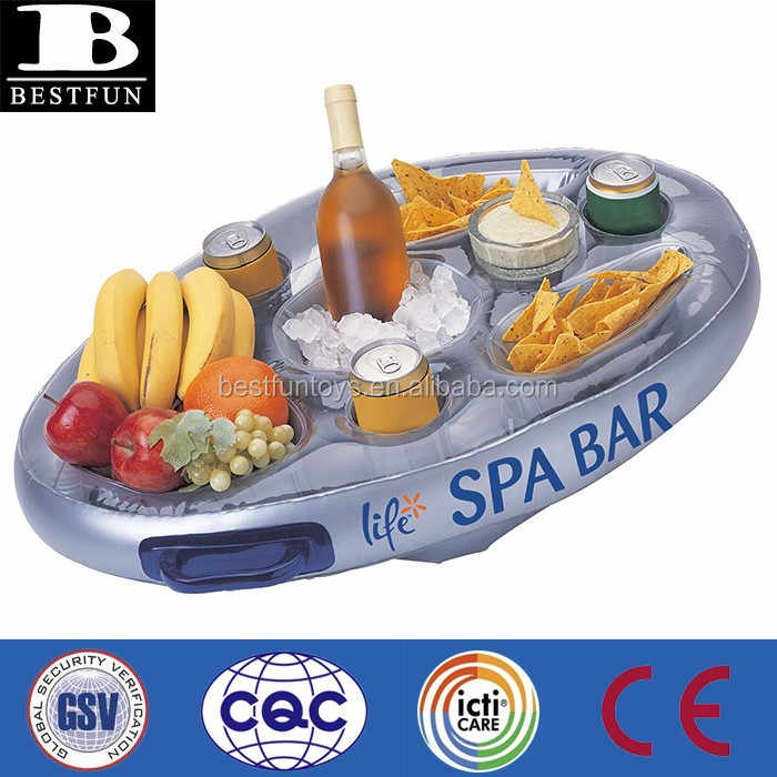 Durable PVC Foldable Inflatable Food Tray with Cup Holder