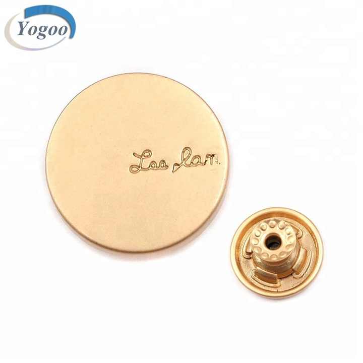 Custom Matt Gold Engraving Logo Round Buttons for Jeans