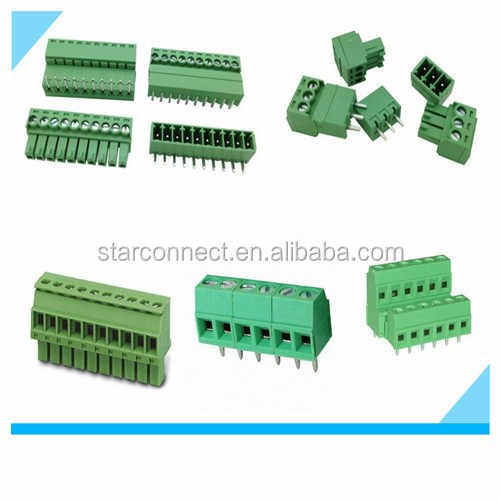 Green Color PA66 2 Pin 3 Pin PCB Double Row Right Angle Screw Terminal ...