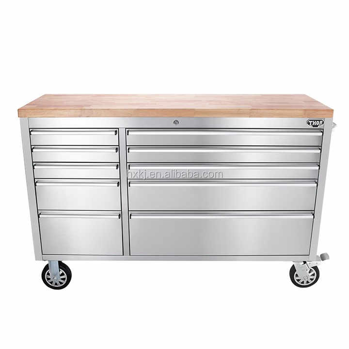 55-inch Iron Workbench Tools Trolley Cabinet with Casters