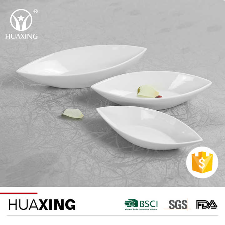 White Porcelain Dinnerware - Boat Shaped Ceramic Bowls