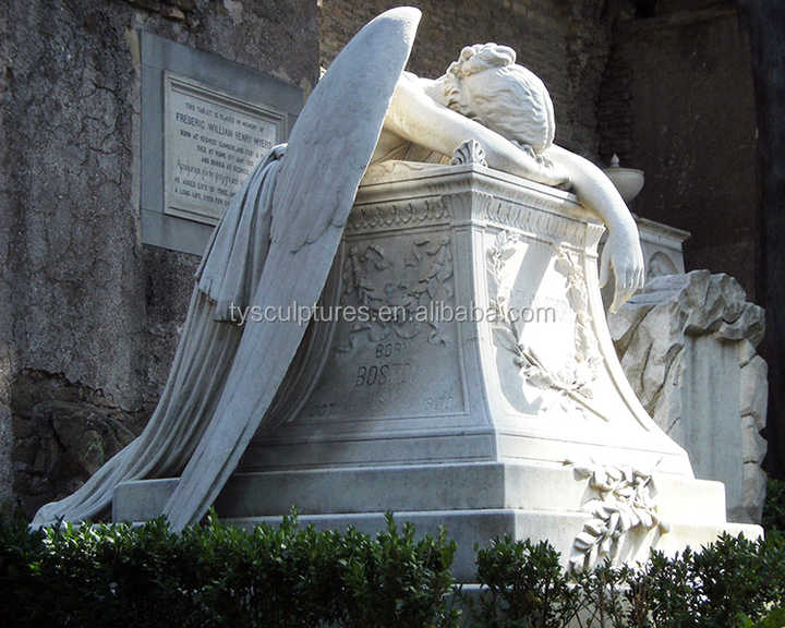 Famous Custom Life Size Stone Weeping Cemetery Marble Angel Statue for Sale