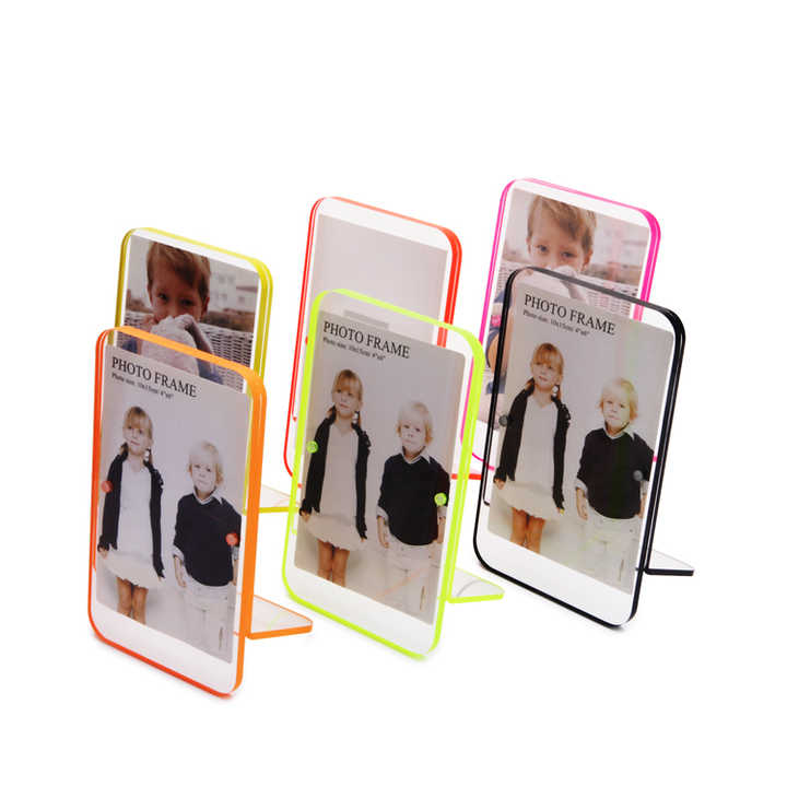 Beautiful photo neon orange acrylic picture frames with back stand 4 x6 ...
