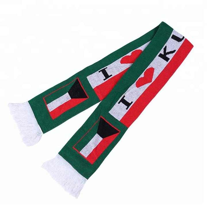 2020 Custom Logo Knitted Acrylic Qatar Scarf for Qatar National Day