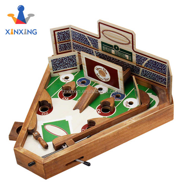 Archaistic Color Tabletop Wood Baseball Pinball Game Set
