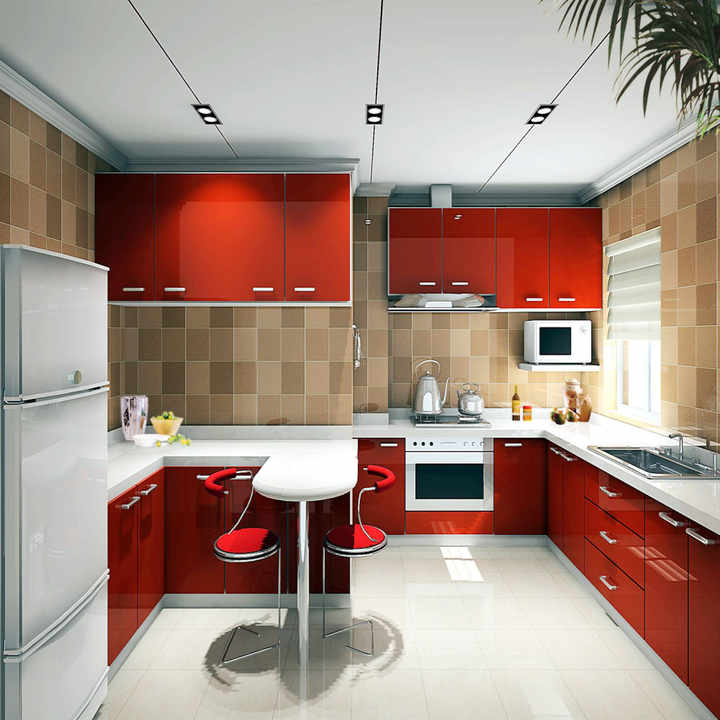 2023 Vermont Modern High Gloss Kitchen Cabinet Red Kitchen Cupboard Set Alibaba