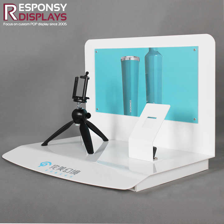 Elegant Black Acrylic Countertop Display Stand for Cameras