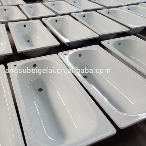 built in enamel steel bathtub with support feet