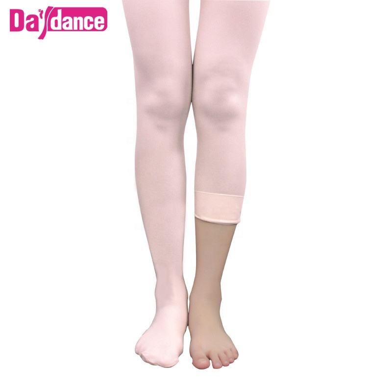 60D Girls Pink White Convertible Ballet Tights - Medias De Ballet
