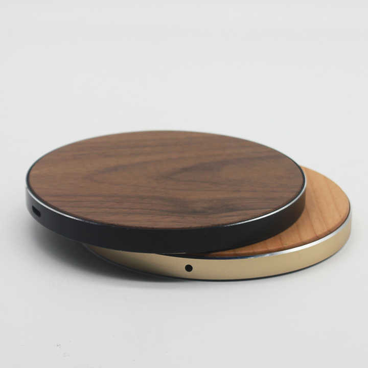 OEM Logo Round Wood Bamboo Fast Wooden Wireless Charger