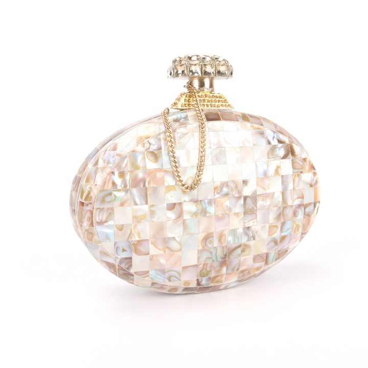 Unique Design Oval Perfume Bottle Shape Acrylic Frame Shell Bag Clutch ...