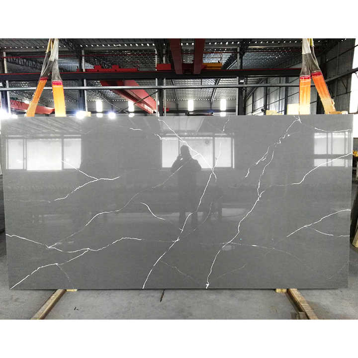 SH7221 Calacatta White Veins Grey Quartz Stone Slab