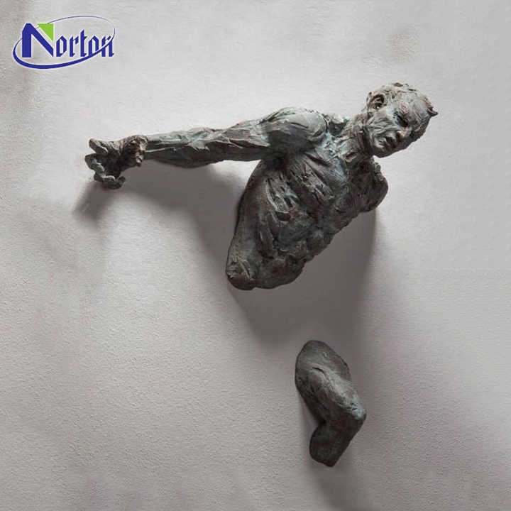 Incredible Realistic Embedded Metal 3D Man Wall Mount Statues