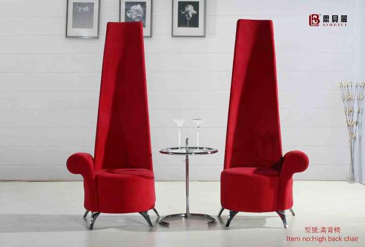 Antique Style Red High Back Sofa Chair with Wood Legs