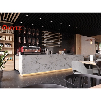 Modern Coffee Shop Interior Design with LED Counter Display