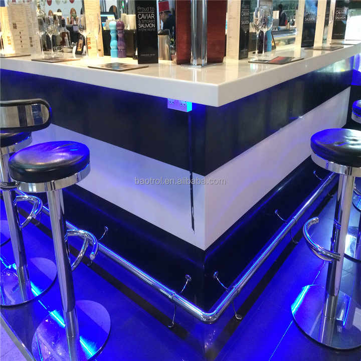 Modern Restaurant Bar Counter Design with LED Illumination