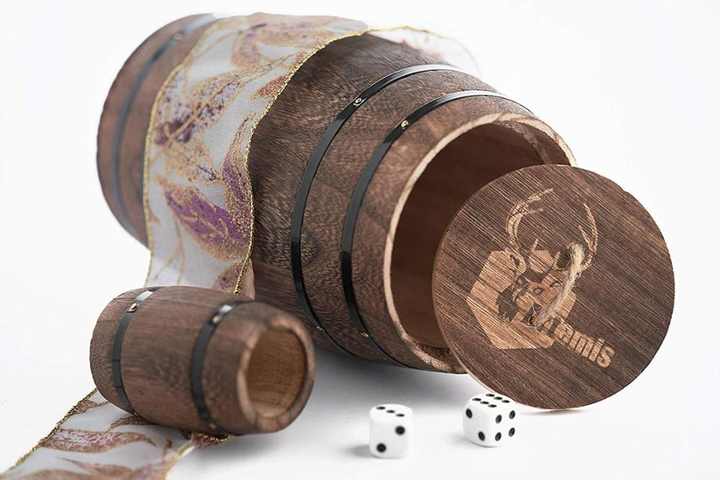 Wooden Barrel - Premium Wood Cutlery Caddy & Whiskey Barrel