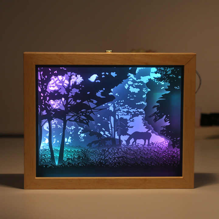 Visual LED Light 3d Paper Cut Shadow Art Frame Scenery Frame Background ...