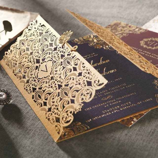 Gold Laser Cut Invitations - Elegant Wedding Accents