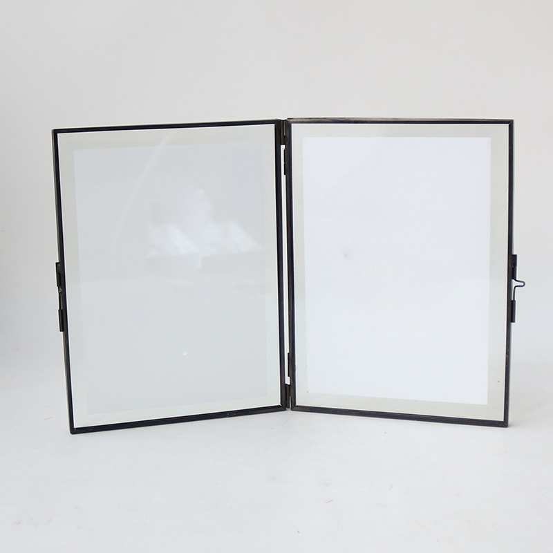 Double Sided Glass Picture Frame - Rustic Gold Modern Design