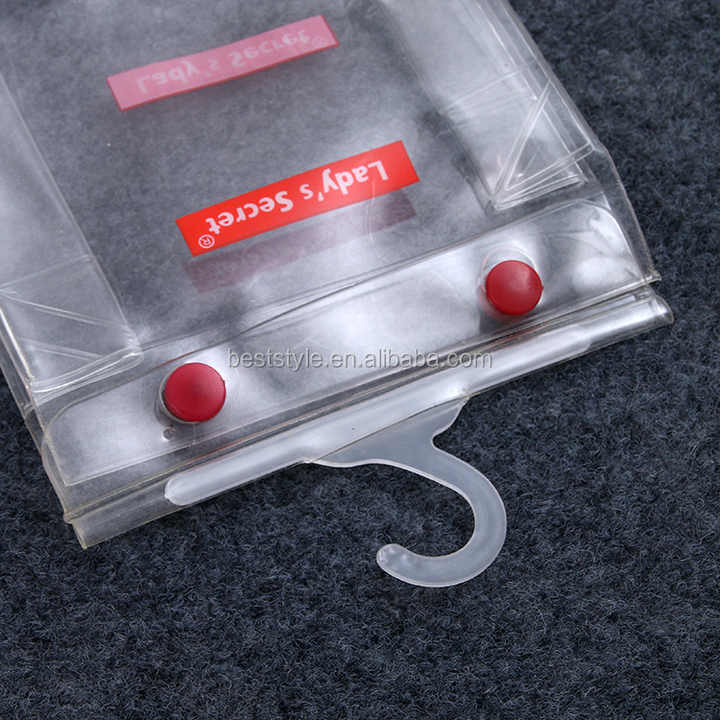 Clear PVC Plastic Hanging Hook Bag with Snap Button
