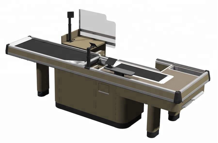Cashier Counter with Conveyor Belt - Efficient Supermarket Design