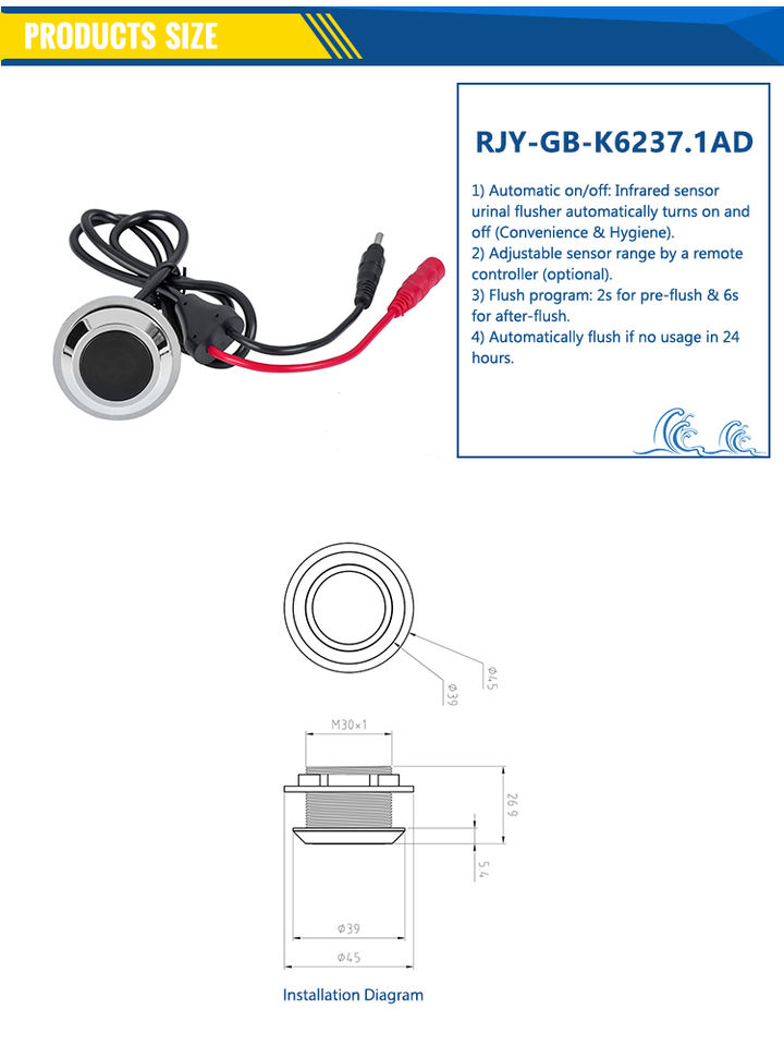 Wide Range Electronic Motion Sensor Urinal Flusher