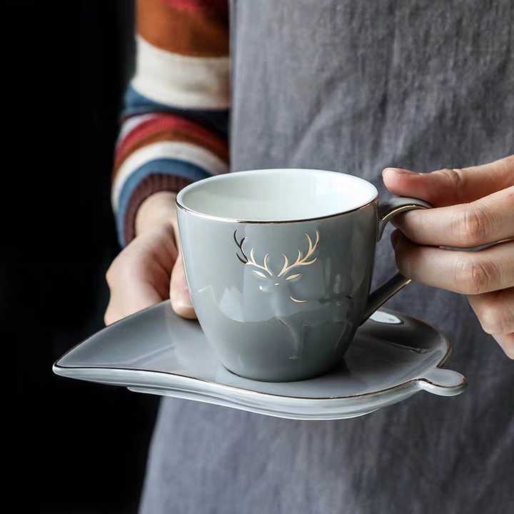 European Style Luxury Coffee Mug Ceramic Cup and Saucer Set