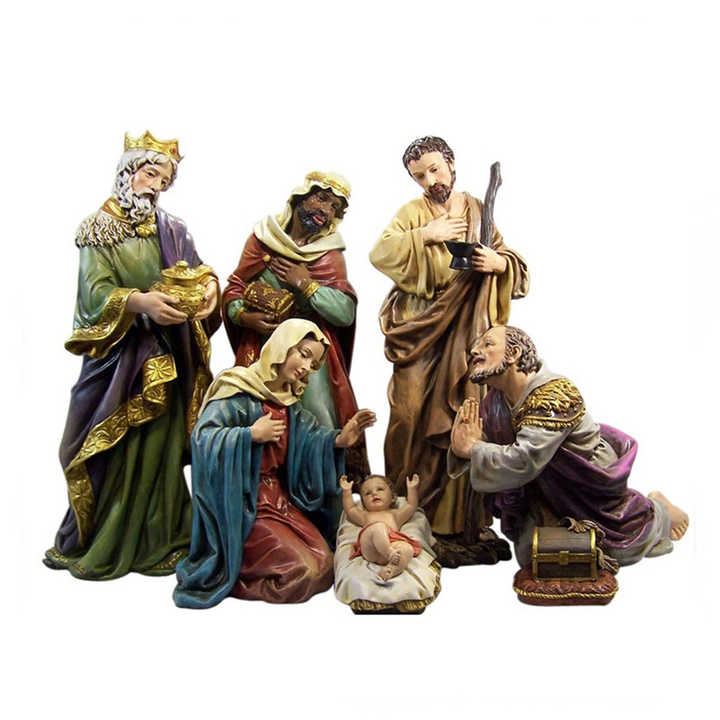 Resin Holy Family Outdoor Nativity Statues - Christmas Folk Art