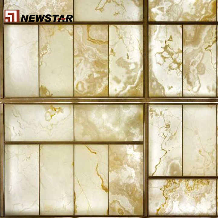 Backlit Onyx Glass Stone Ceiling Panels - Translucent White Marble Onyx