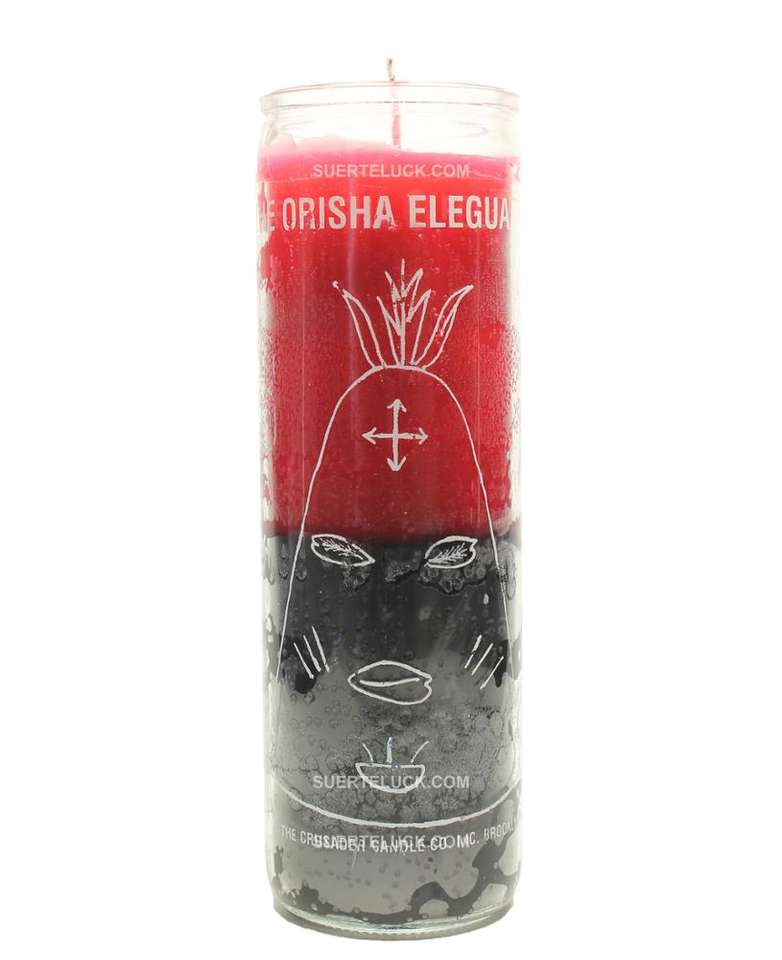 Elegua Orishas 7 Day Blue Black White Glass Candles Made in China