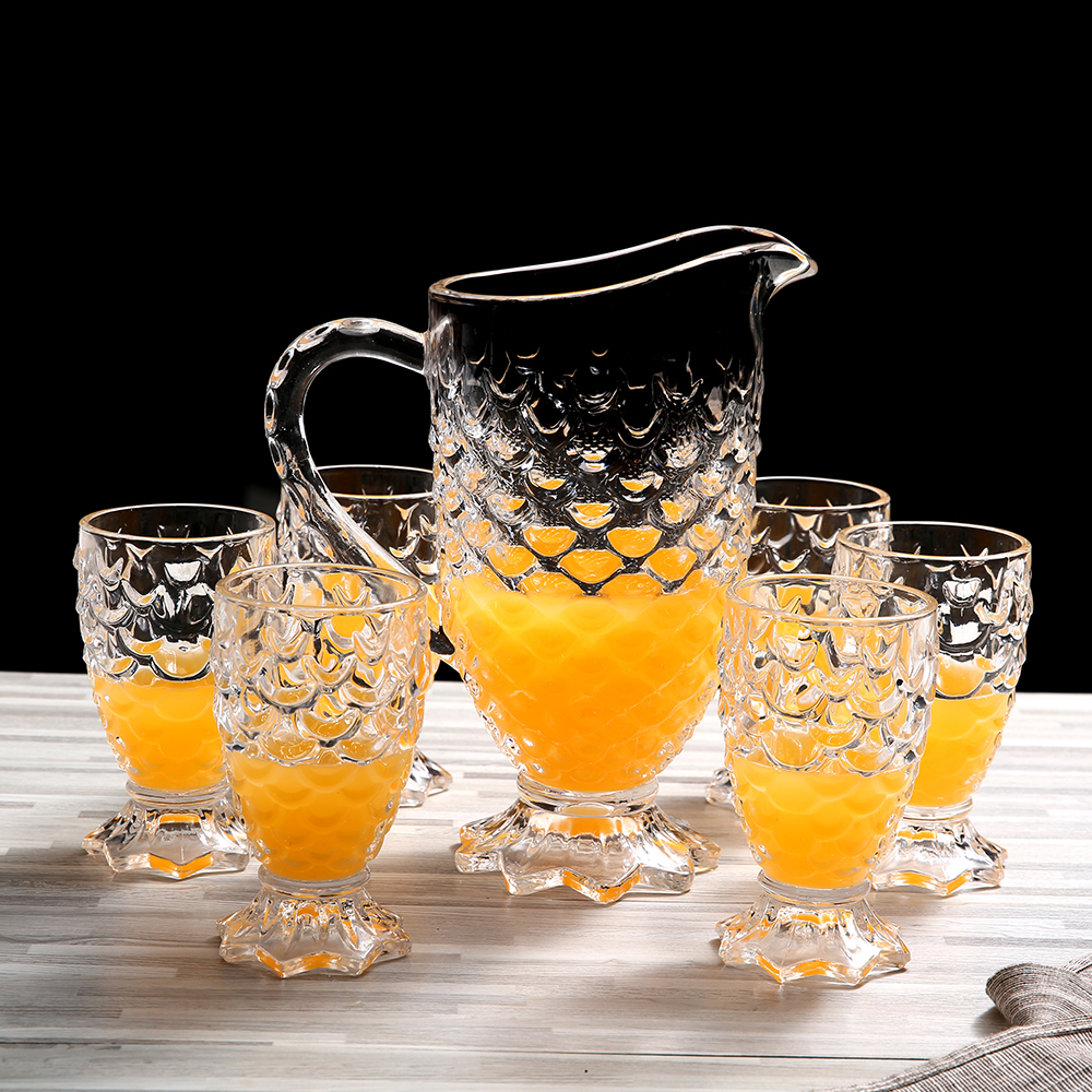 Deals 7 Pcs Glass Water Set Wooden Tray Enhances Appeal | Alibaba.com