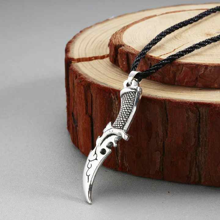 Punk Scimitar Wolf Tooth Machete Knife Necklace - Vintage Power