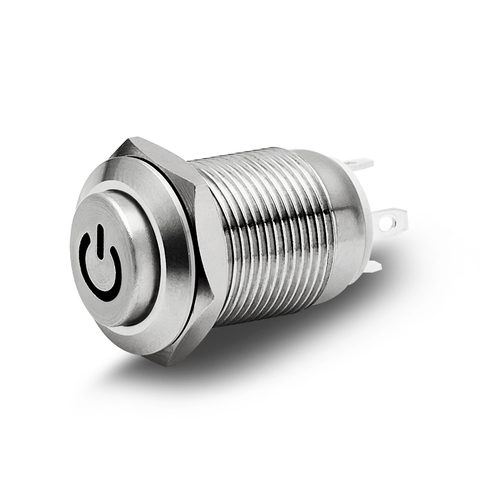 19mm 6 Pin DPDT 12V 220V 250V Push Button Switch - IP65 IK10