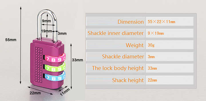 Hot Sale Lock Reset Zinc Alloy 3 Digit Code Lock Price Safety