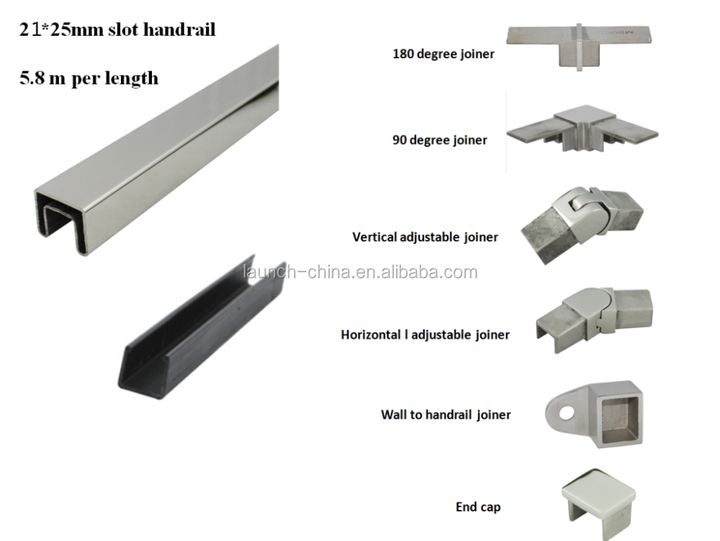 Stainless Steel 316L Top Rail for Frameless Glass Balustrade
